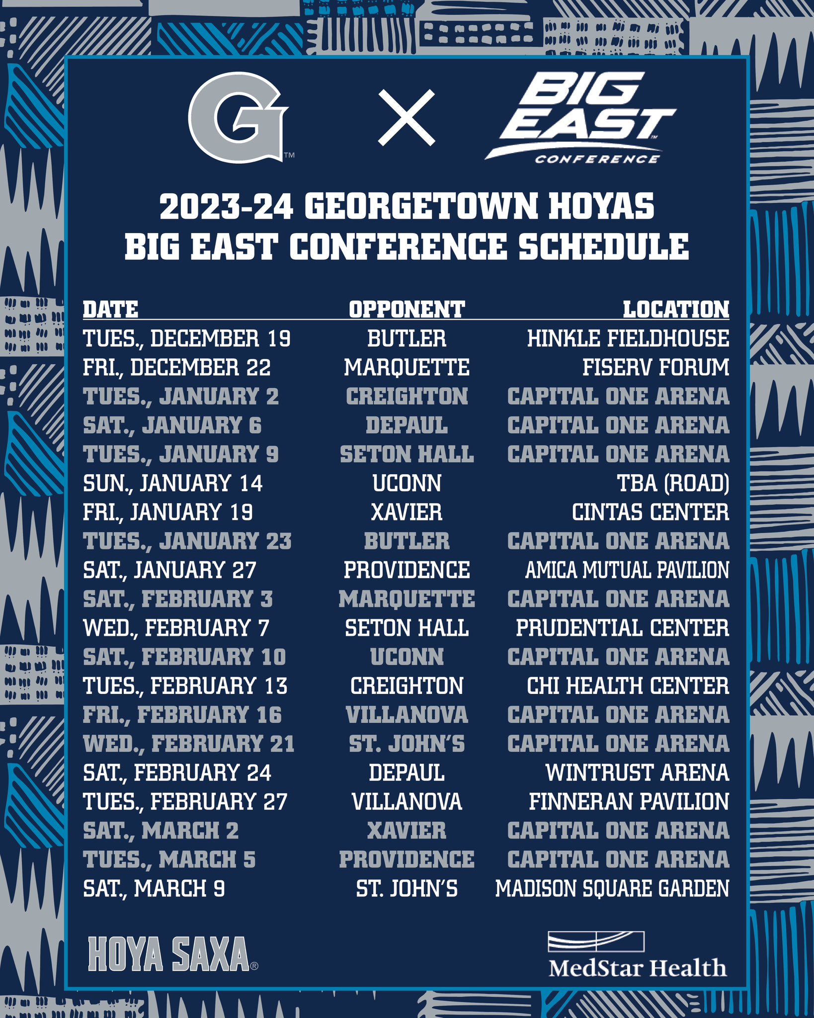 Georgetown Schedule Release – MTC with Mook